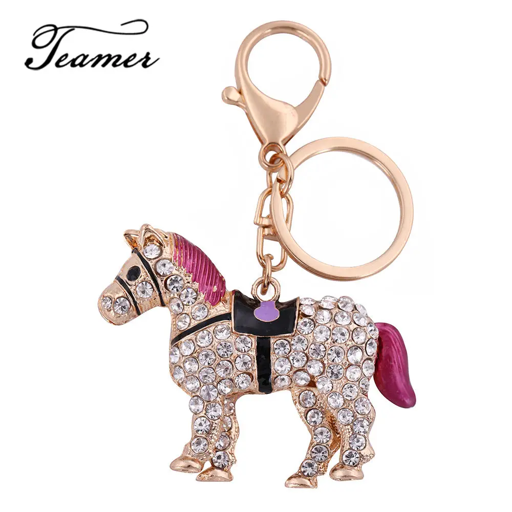 Teamer Crystal Horse Rhinestone Metal Key Chains Holder HandBag Pendant ...