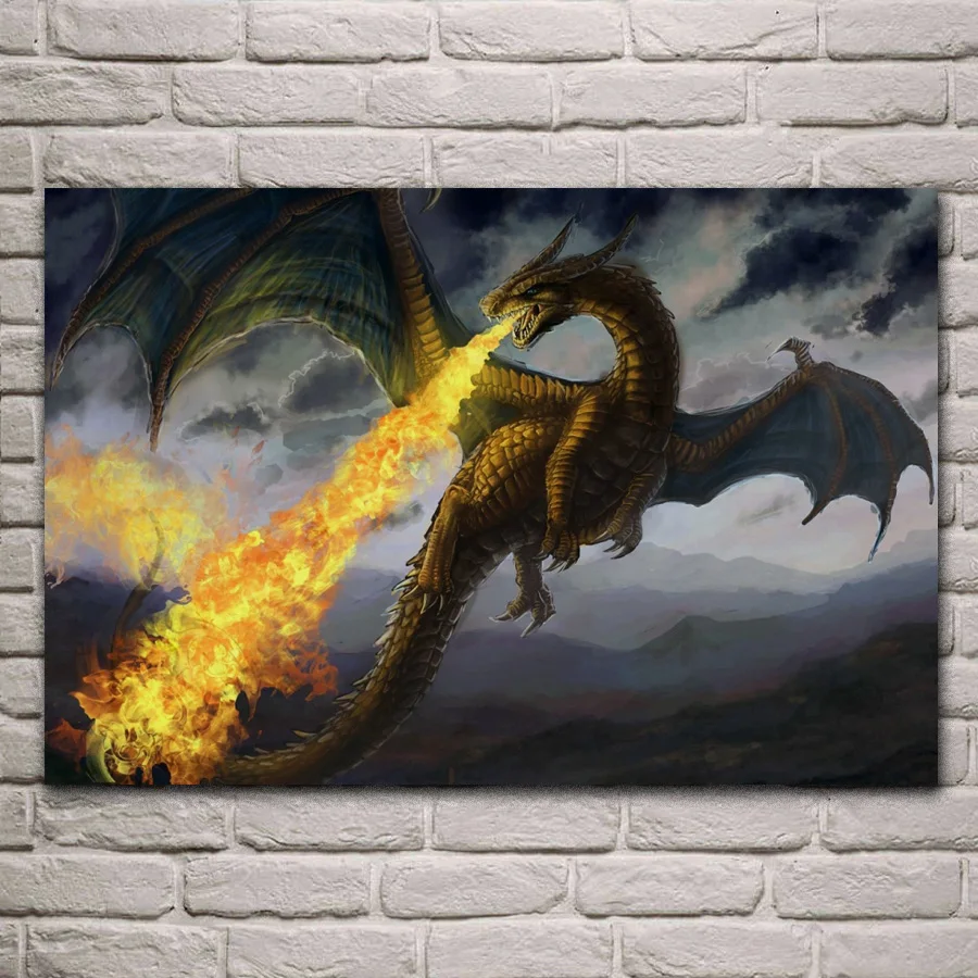 Fire Dragon Wings Fantasy Monster Creature Artwork Posters On The Wall ...