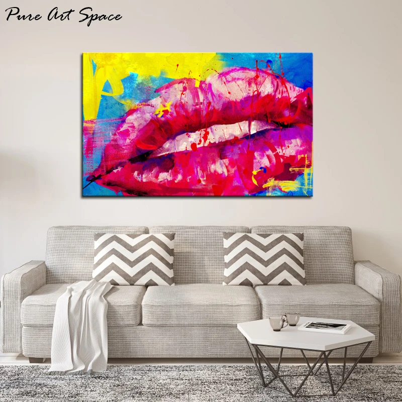 Bright Color Sweet Lips Wall Decor Canvas Print Red Lips Paintings Wall ...