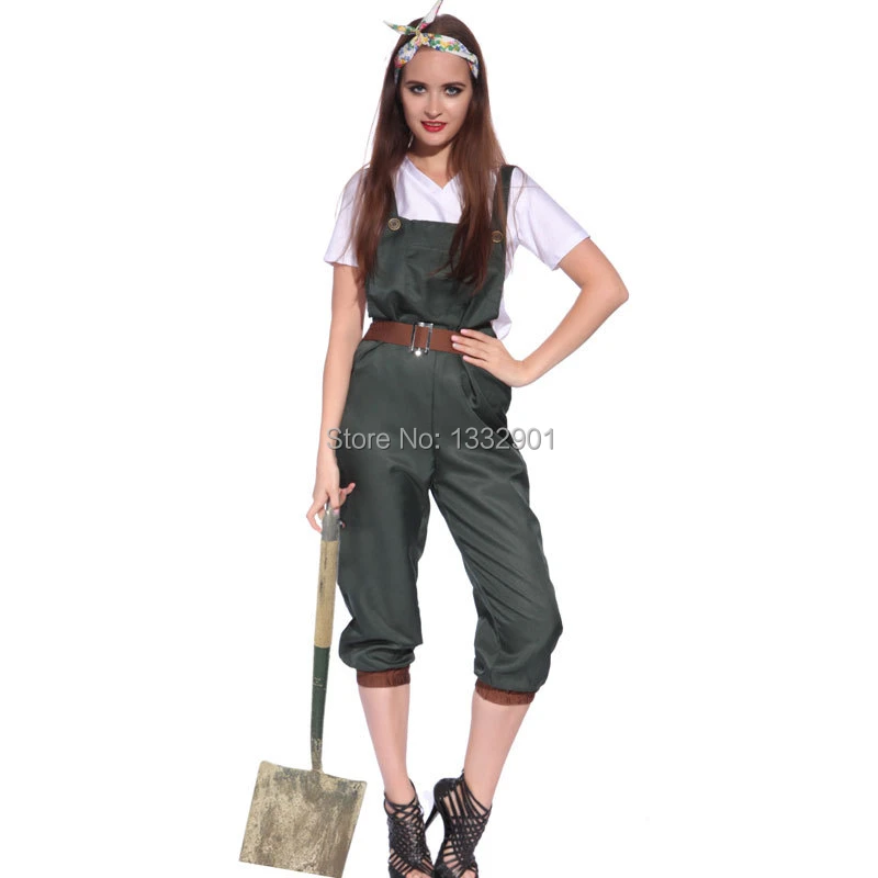 Ww2 1940s Land Girl Costume World War Wartime Uniform Fancy Dress