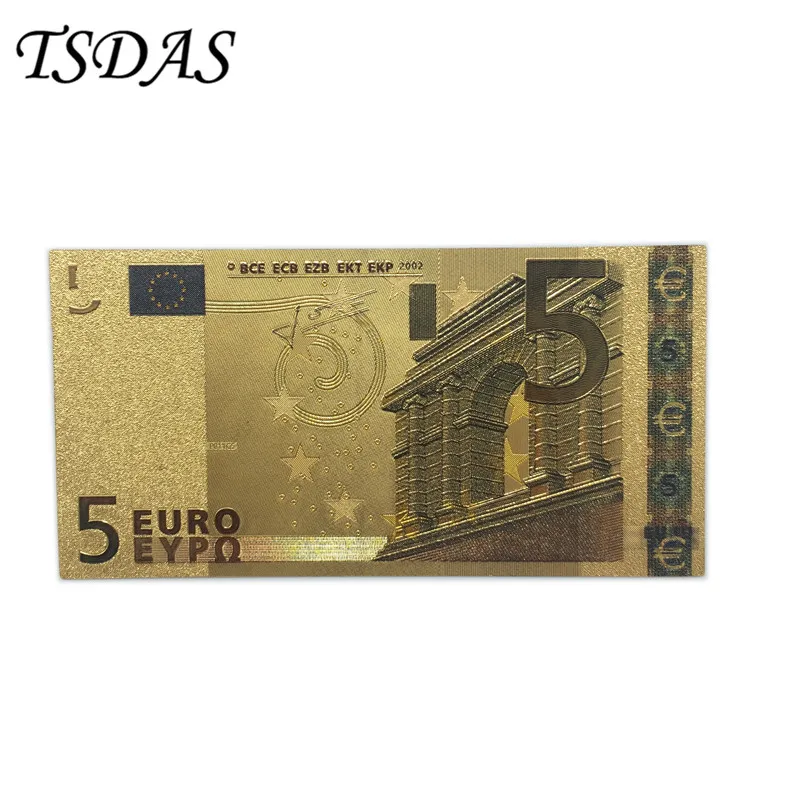 10pcs/lot Colored Euro Banknotes 5 EUR Gold Banknotes in 24K Gold ...