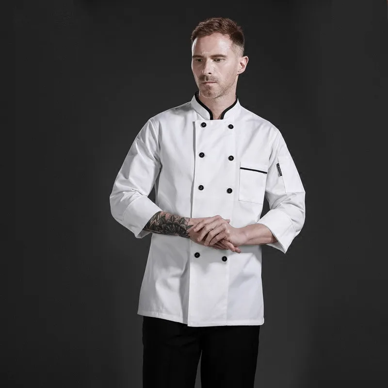 Gratis Verzending Chef Kleding 2018 Lange Mouw Wit Koks Uniform Hotel ...