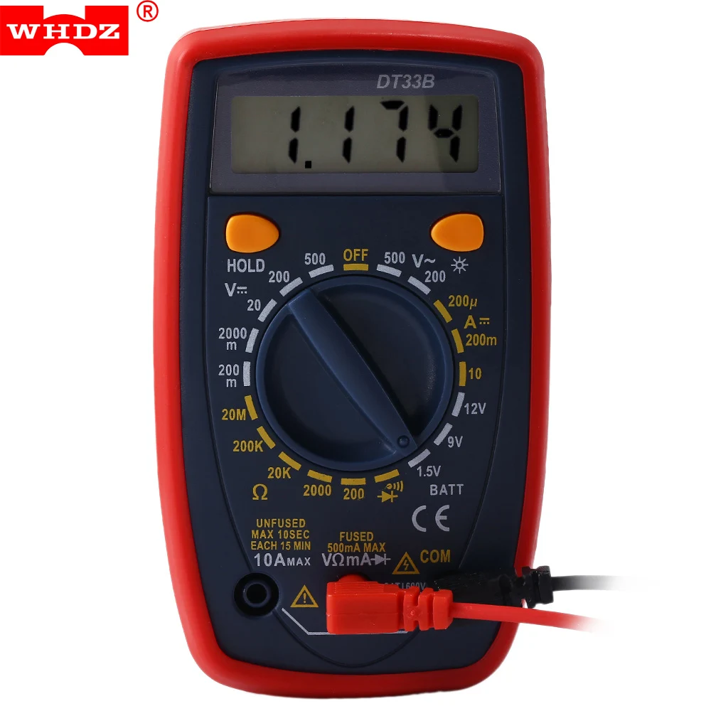 WHDZ DT33B LCD Digital Multimeter Multi function Backlight AC DC ...