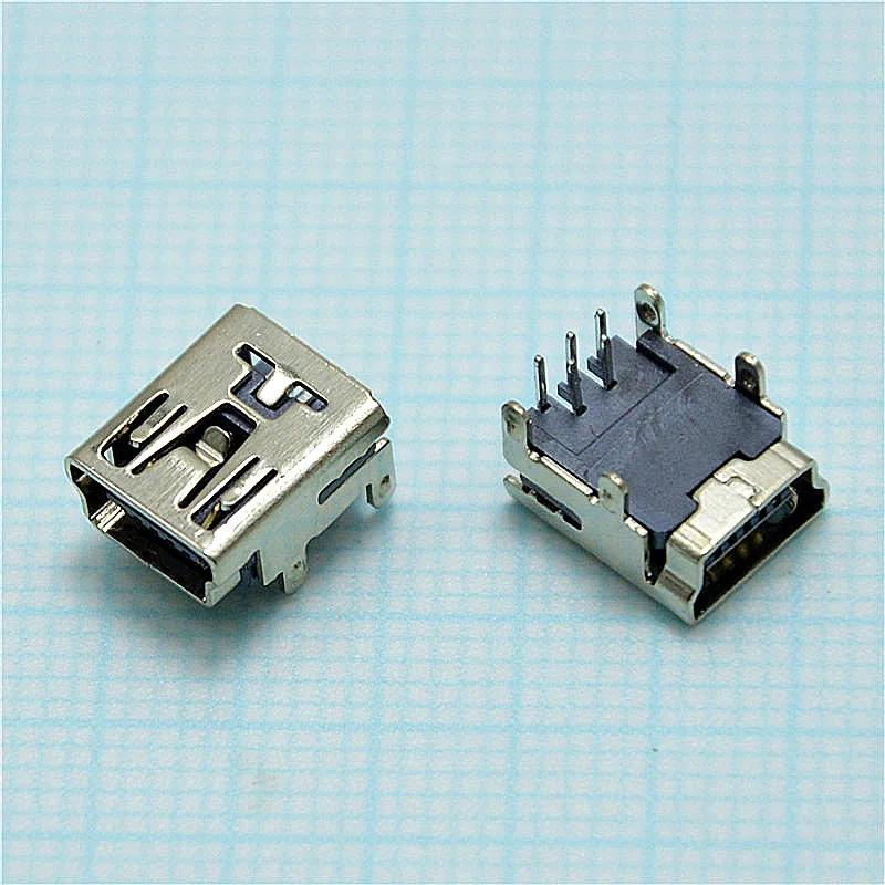 Mini Usb Connector 90 Degrees 4p Micro Usb 5pin B Type Female Connector For Mobile Phone Micro