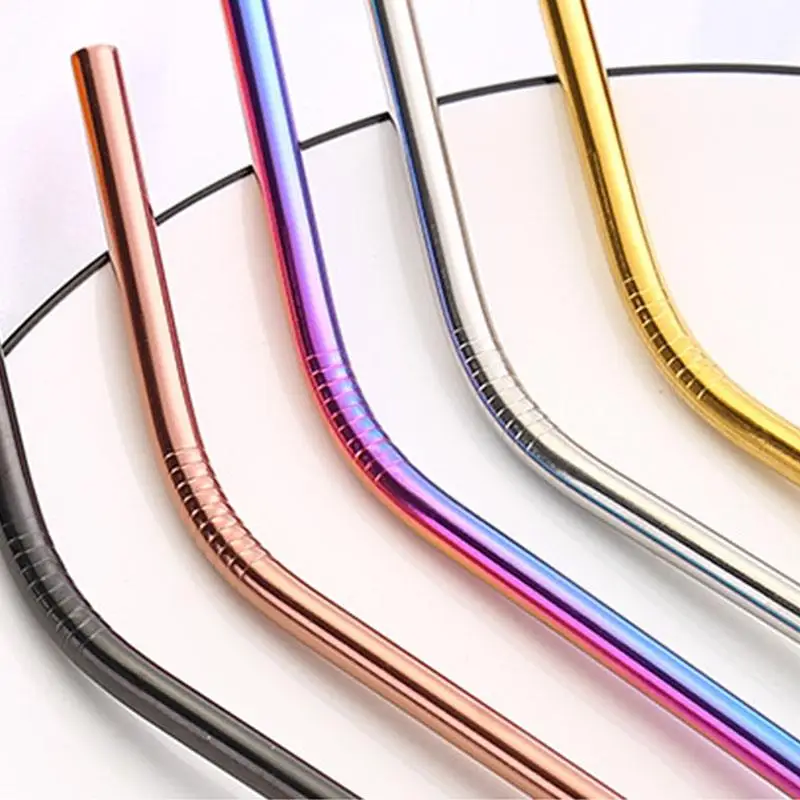 2018 My Colorful 2pcs Reusable Rose Gold Straw 304 Stainless Steel