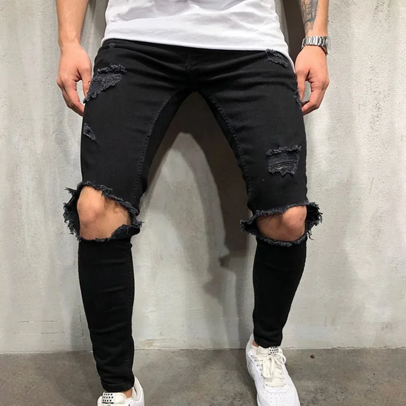 2019 Fashion Streetwear Men's Jeans Vintage Blue Gray Color Skinny ...