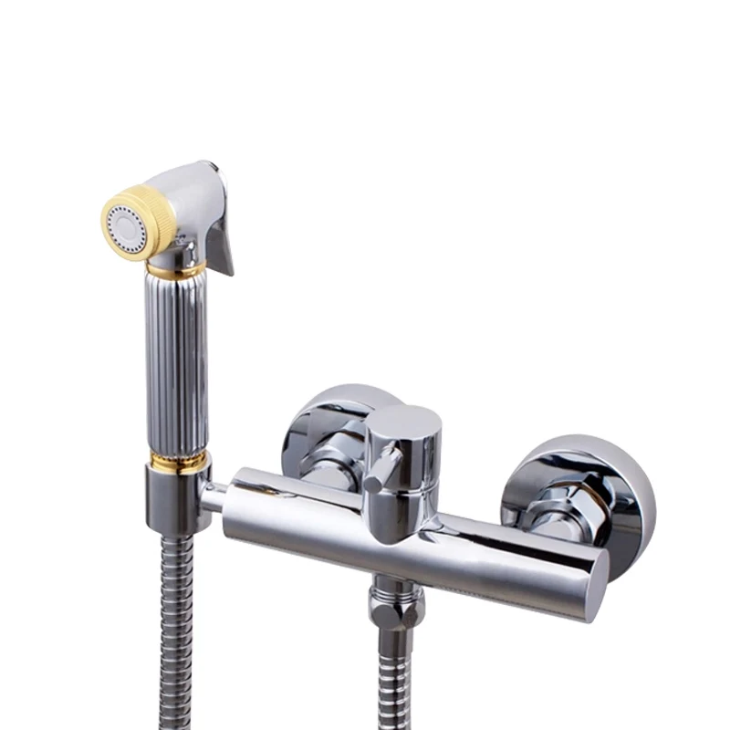 Navio livre Novo Chrome e ouro Latão Maciço Douch Bidé Shattaf Spray ...