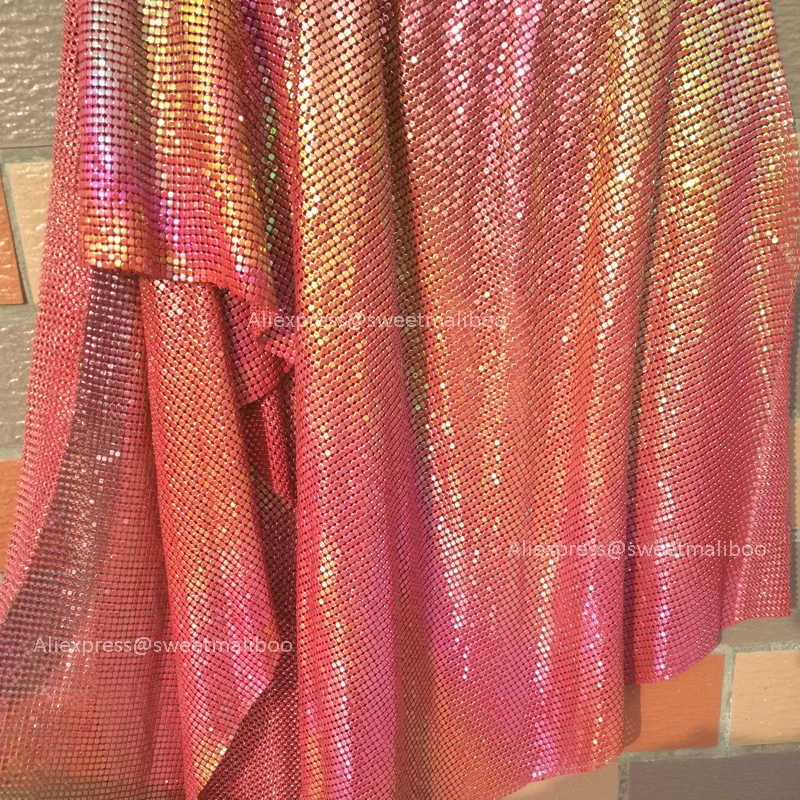 1PC 45*30cm Red iridescent metal mesh fabric metallic Cloth sequin ...