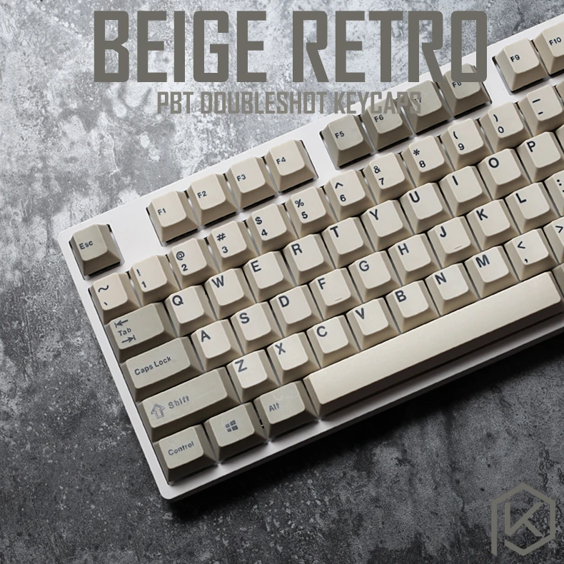 Pbt Doubleshot Keycaps Cherry Profile Retro Beige Grey For Ansi 104 ...