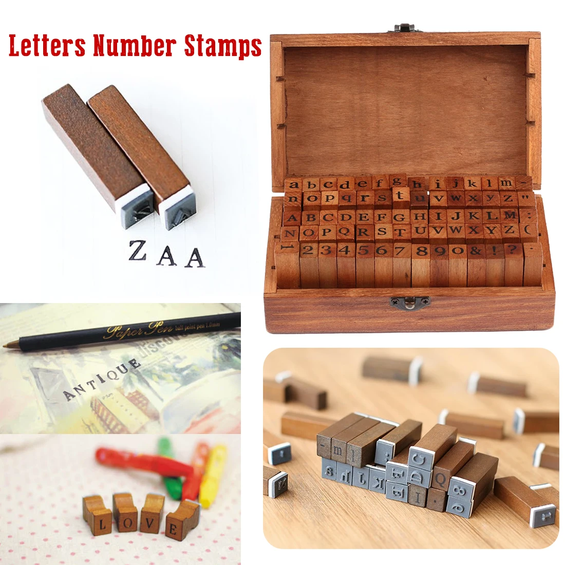 Aliexpress.com : Buy 1 Set 70pcs Alphabet Stamp Set Rubber Retro ...