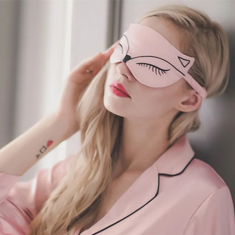Sleeping Eye Mask Sexy Fox Eye Shade Silk Sleep Mask Black Mask Bandage On Eyes For Sleeping Eye