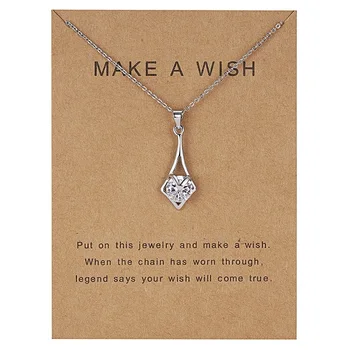 Rinhoo 7.5*10cm Make a Wish Paper dolphin Natural Stone Water Drop Geometric Shape Pendant ...