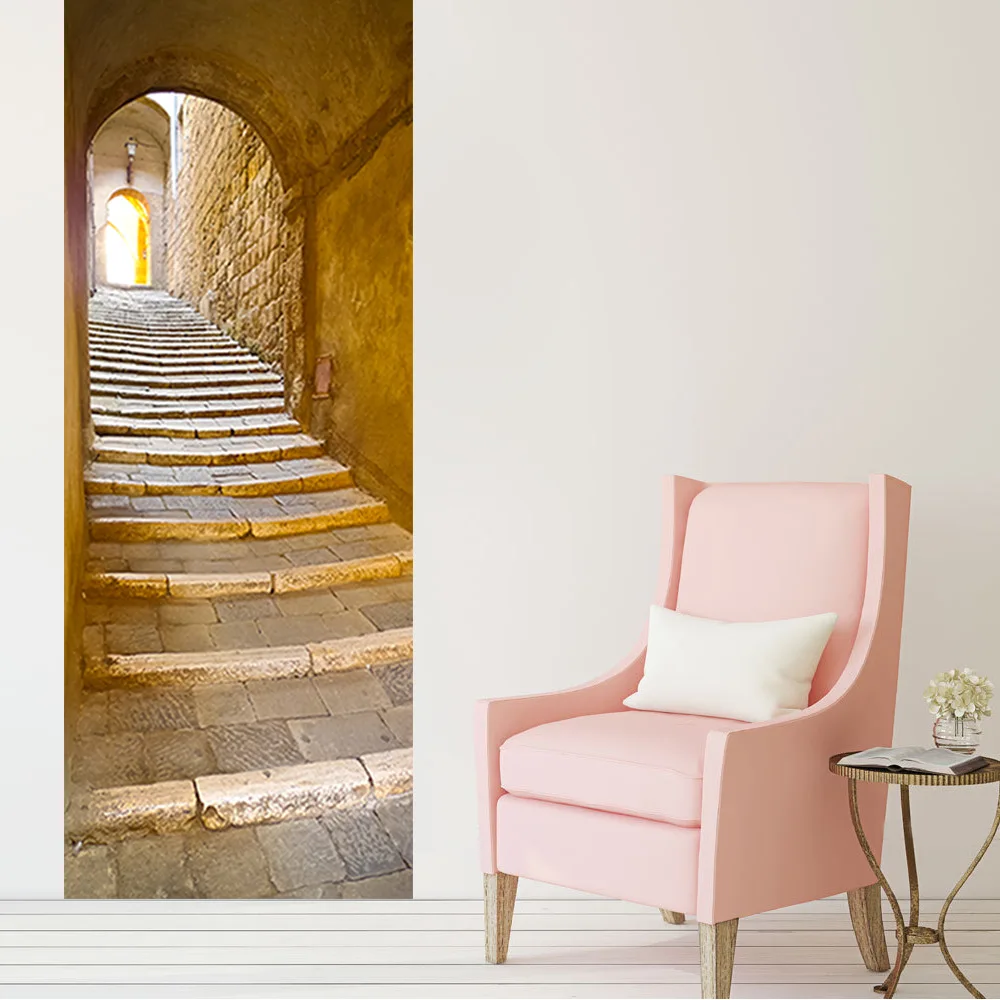 2018 New Wall Decals Door Mural 3D Tunnel Floor Step Door Sticker DIY ...