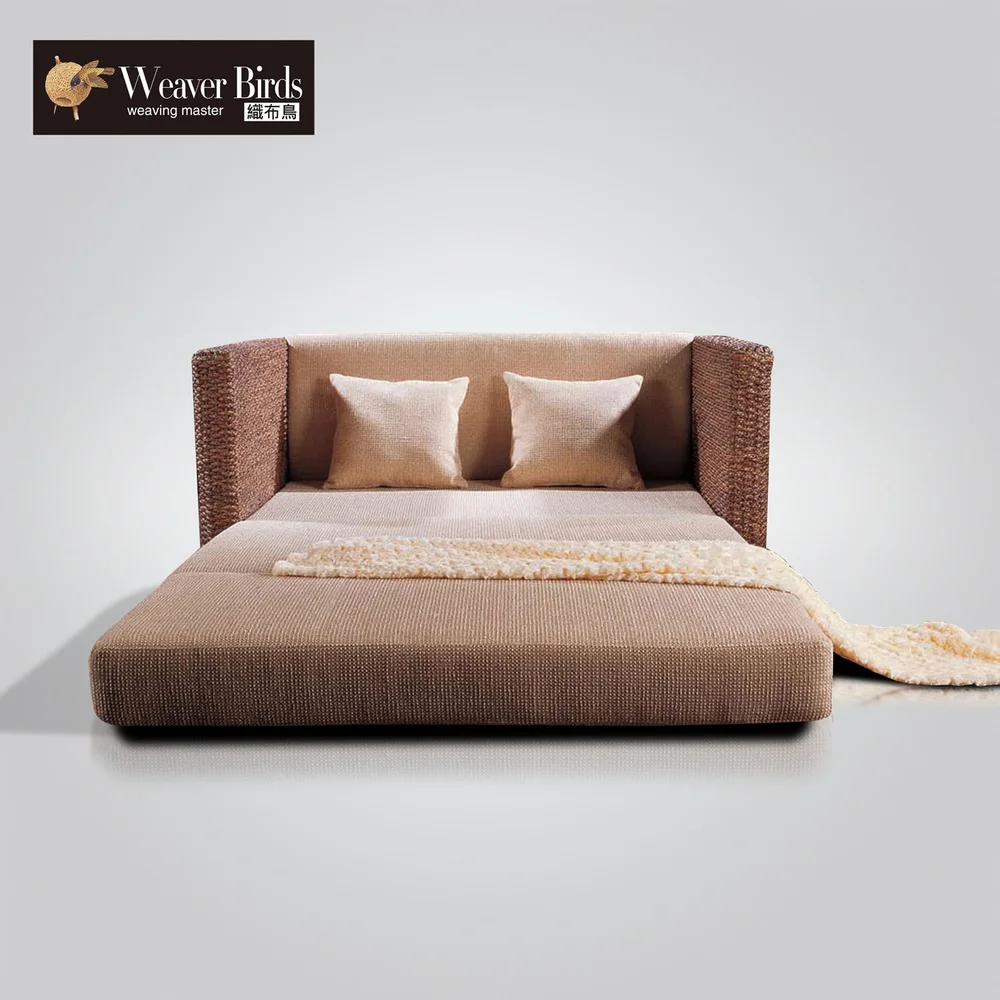 Weaver rattan furniture rattan living room sofa pull out sofa bed dual Andy duo sofa bed|bed ...