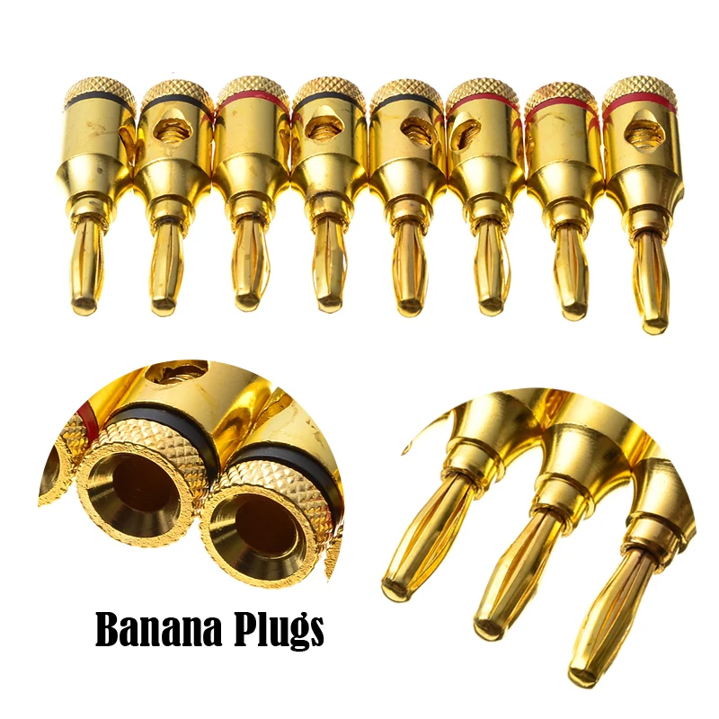 20PCS 4mm 24k Gold Plated Banana Plugs Wire Cable Connectors Musical ...