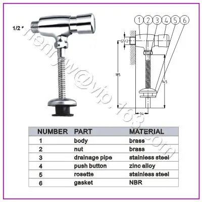 L15393 - Luxury Wall Mounted Urinals Time Delay Flusher Chrome Finish ...