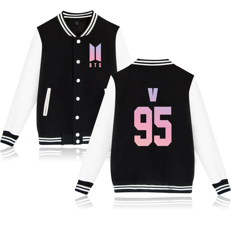 Nova Meninos Bangtan BTS V 95 Jaqueta Camisola Gradiente Rosa letras ...