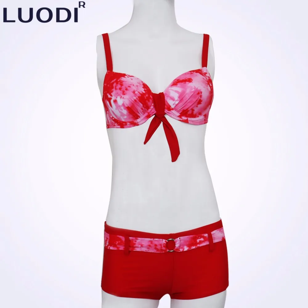 Women Swimsuit Shorts Push Up Halter Bikinis Two Pieces Sexy Pad