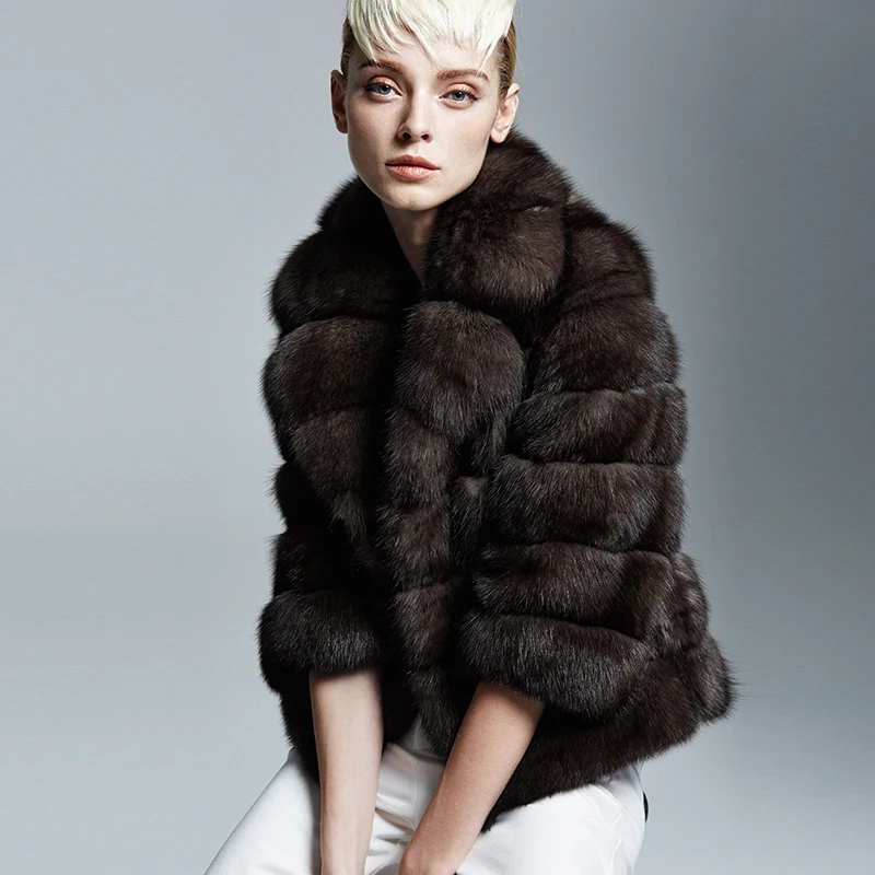 Genuine mink fur coat women luxury fur jacket Russia sable mink marten real fur coats high end ...