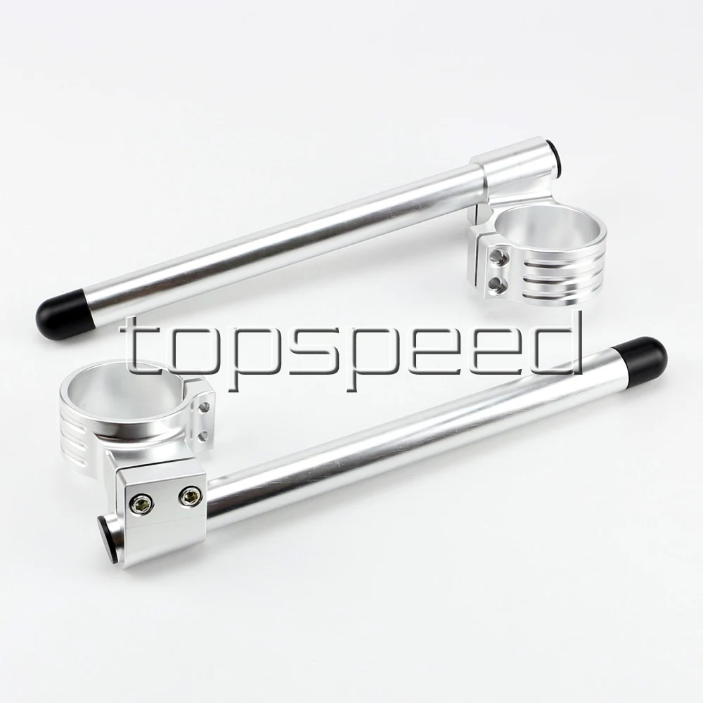 37MM CNC Silver High Lift Universal Adjustable Clip Ons On Handle Bar ...