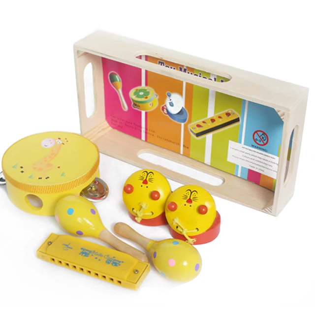 Wooden Harmonica Tambourines Maracas Castanets Musical Percussion ...