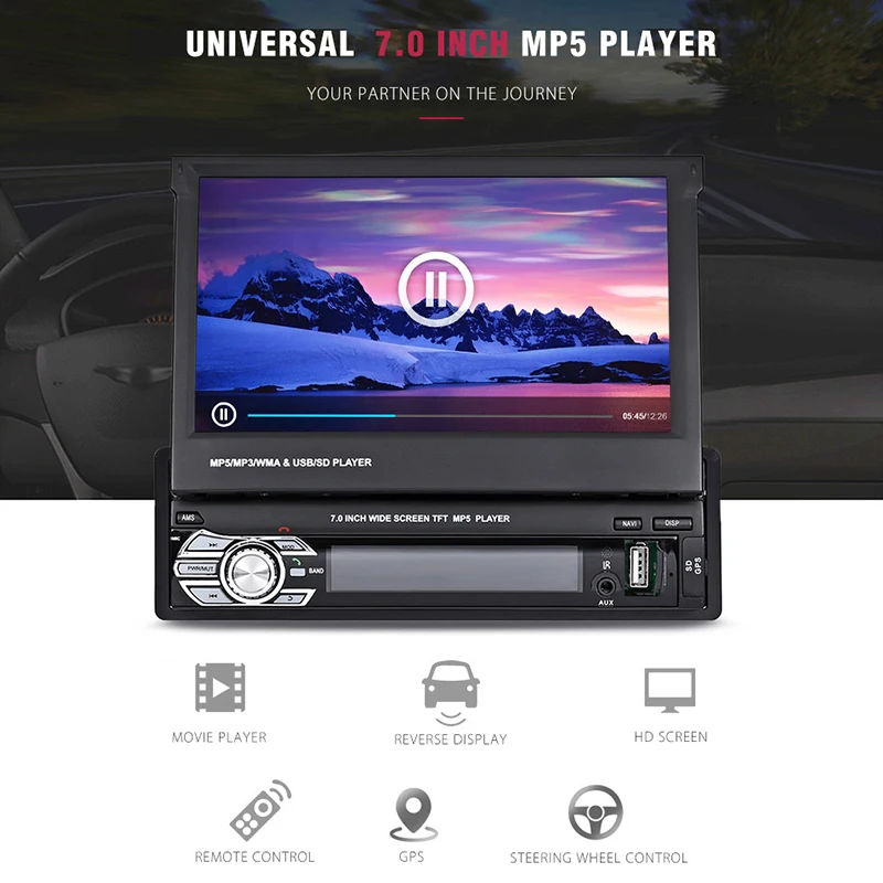 7.0 Inch Tft Lcd Screen Retractable Car Mp5 Players Bluetooth Car ...