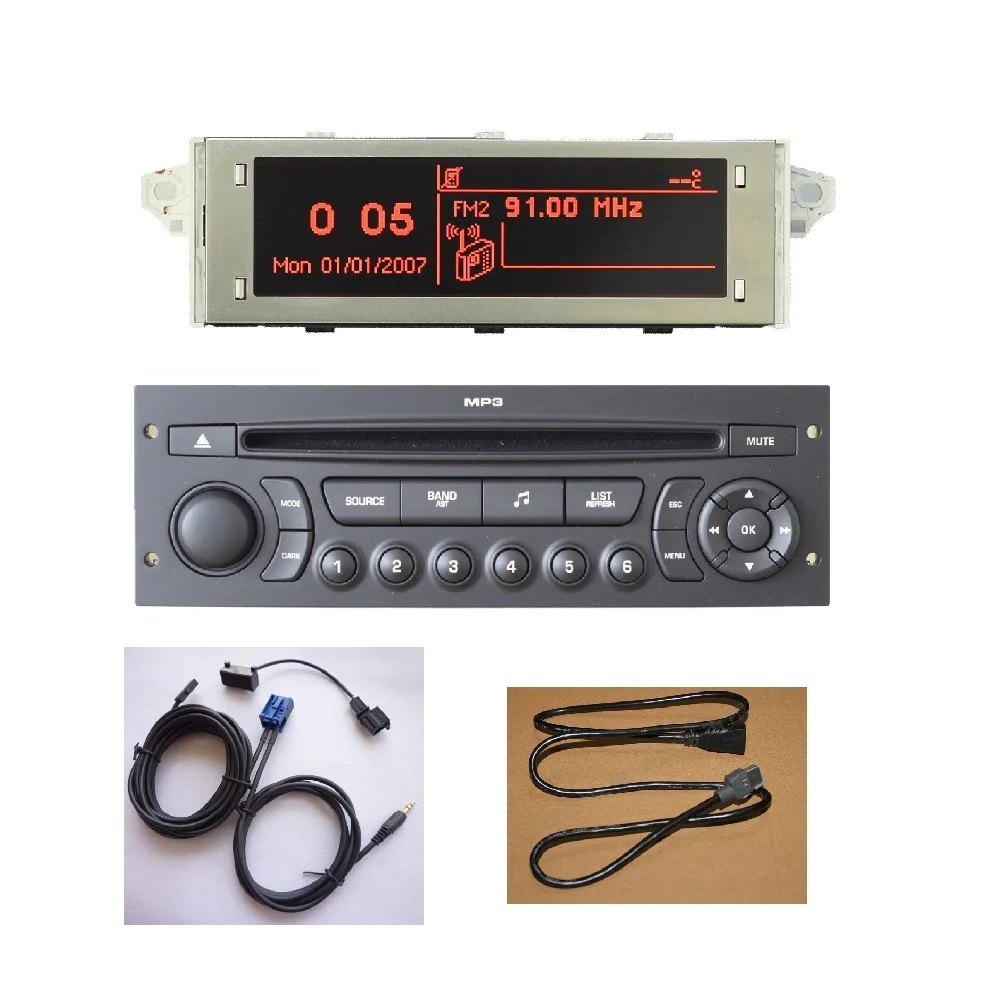 Rádio de carro original rd45, usb aux, bluetooth, indicado 207, 206 ...
