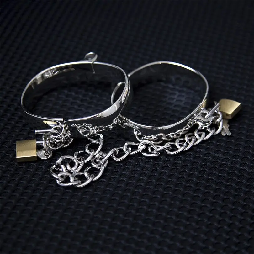 1 Pair 4 Size Stainless Steel Female Male Handcuff Metal Ankle Cuffs ...