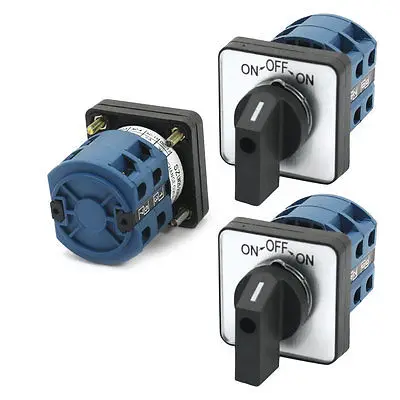 3Pcs 660V 25A 2 Pole 3 Position Momentary Square Rotary Changeover ...