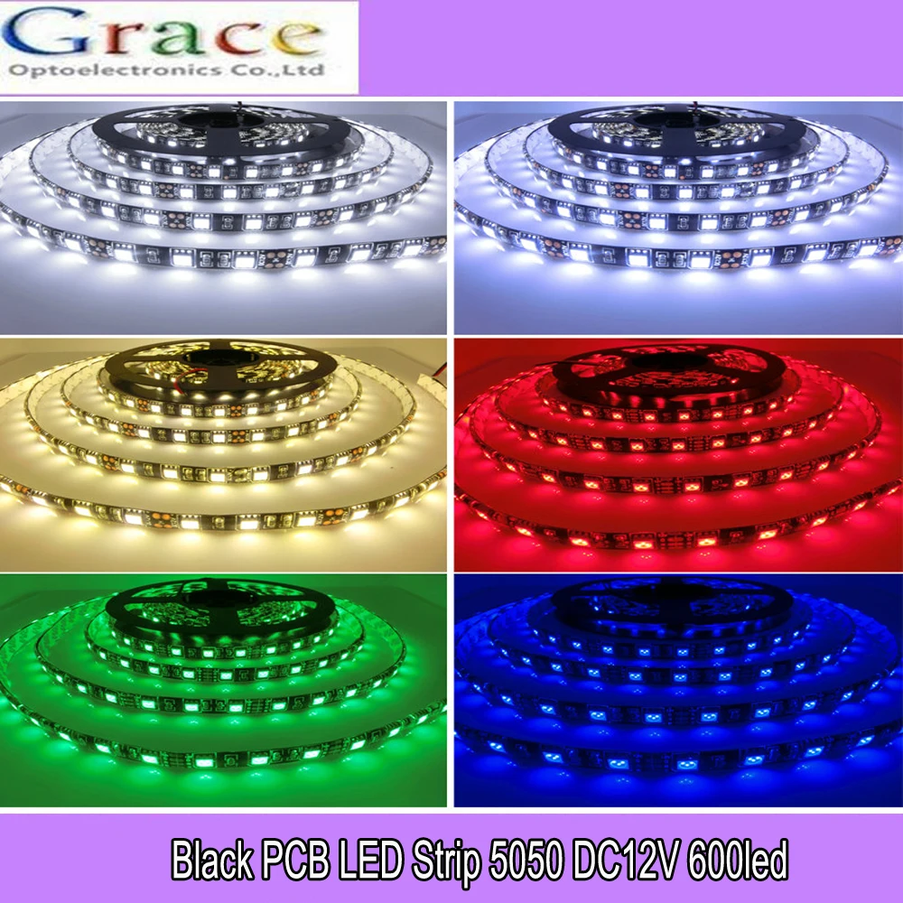 Black Pcb Led Strip 5050 Ip65 Waterproof Dc12v 60led/m 5m/lot Flexible Led Light. - Led Strip ...