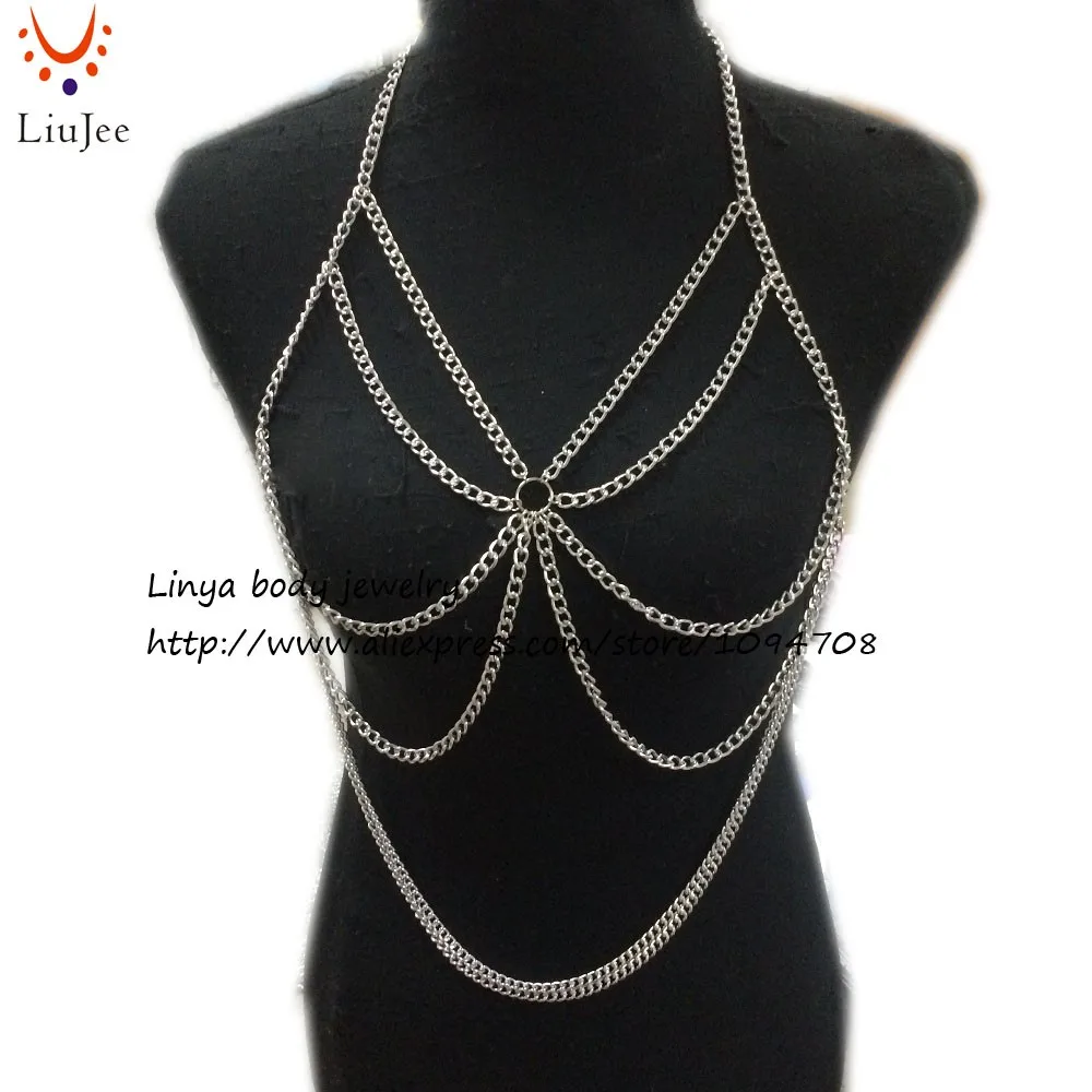 Bc 489 Sexy Fashion Body Harness Necklace Chain Halter Bra Lingerie