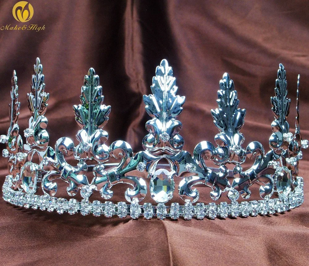 Men's Noble King Tiara Diadem Imperial Medieval Crown Silver Plated ...