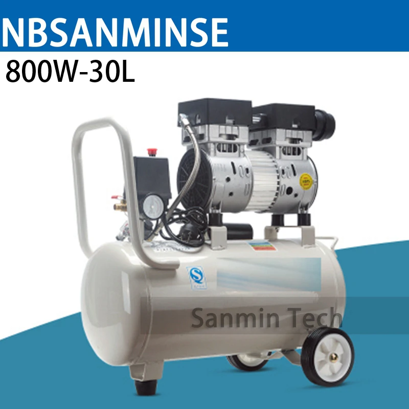 800W-30L-Mini-Air-Compressor-Oilless-High-Pressure-Mute-Design-Wood ...