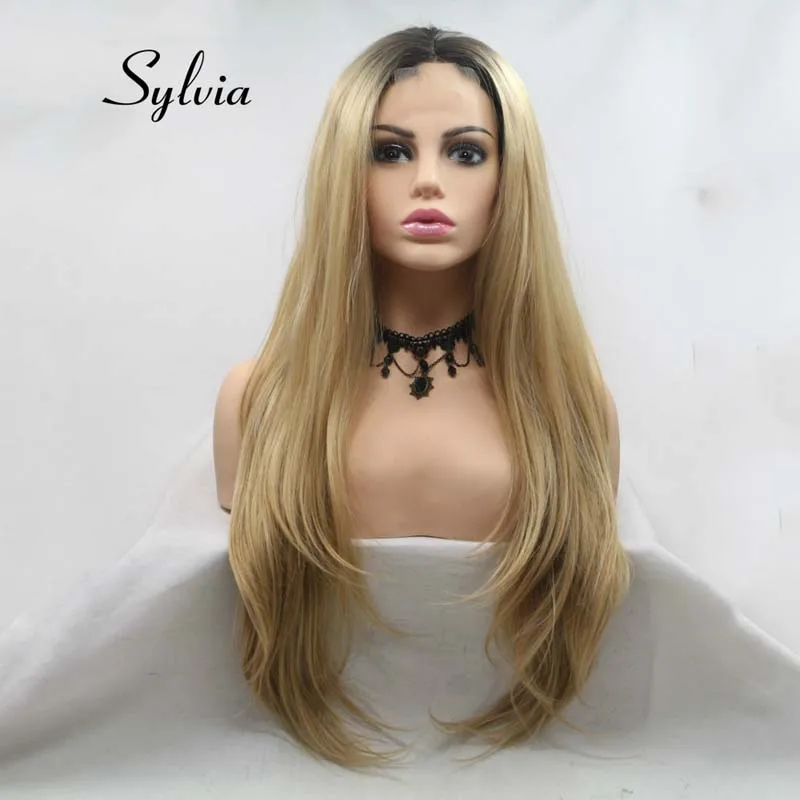 Sylvia Ombre Blonde Wigs Long Natural Straight Hair U Part Lace Wig