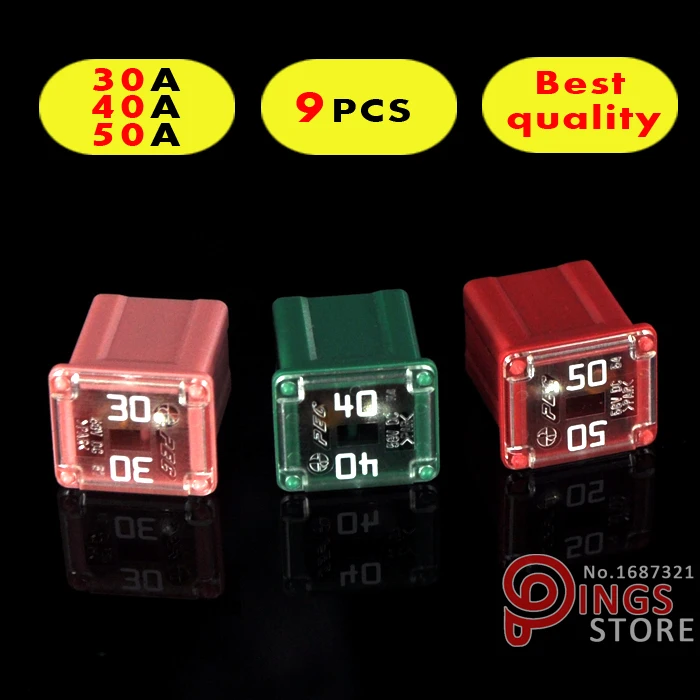9PCS 30A 40A 50A Original rectangle small type Auto fuse,automobile ...