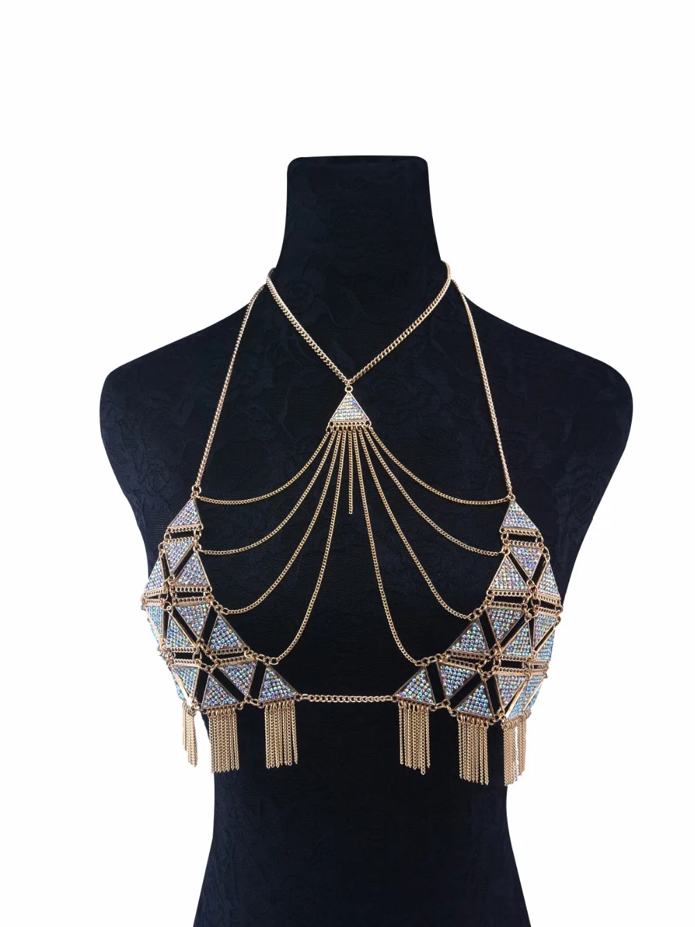 Collier Sautoir Long Tassel Pendant Necklace Bikini Bra Chain Harness