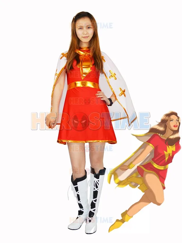 The Flash Costume Spandex Red And White Marvel Family Mary Marvel ...