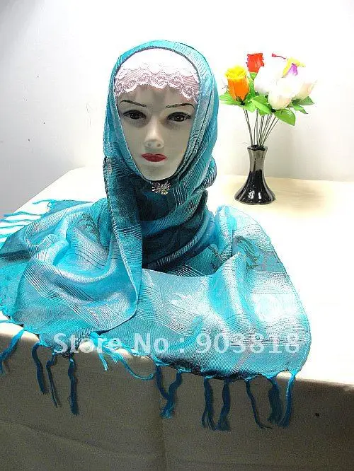 free shipping promotional cotton rectangular scarf with fringe,muslim ...