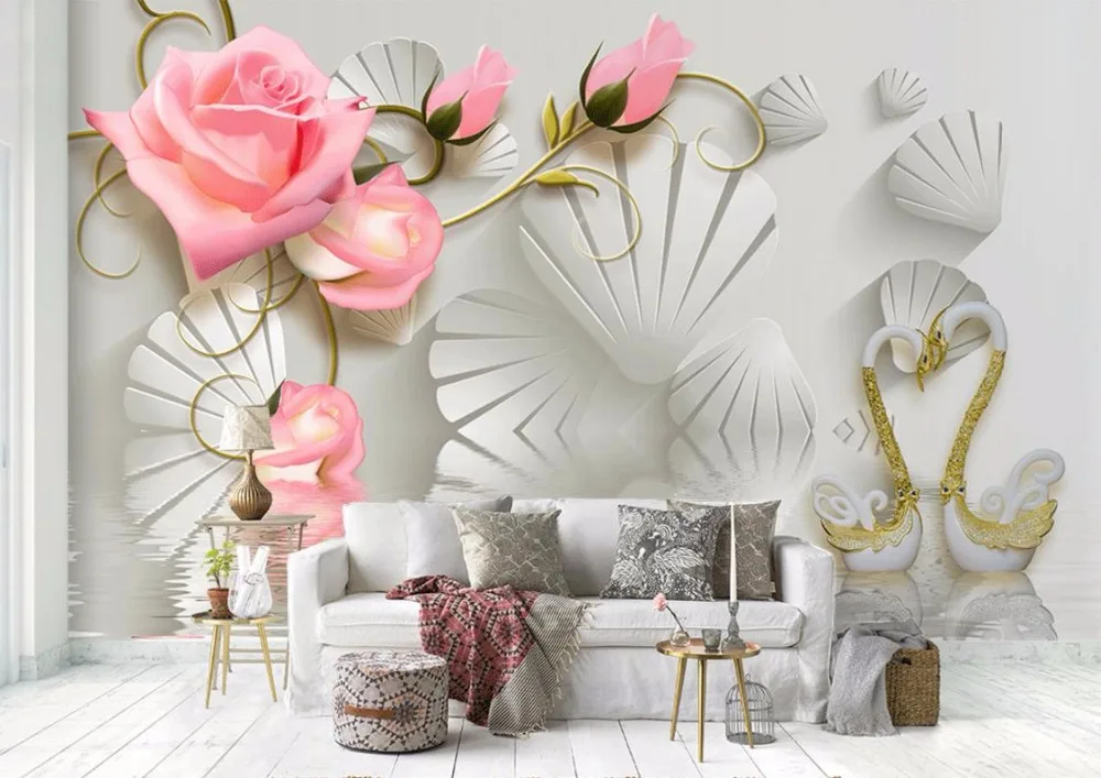 Custom 3D Wallpaper Murals Fashion Rose Decoration Wallpapers For ...