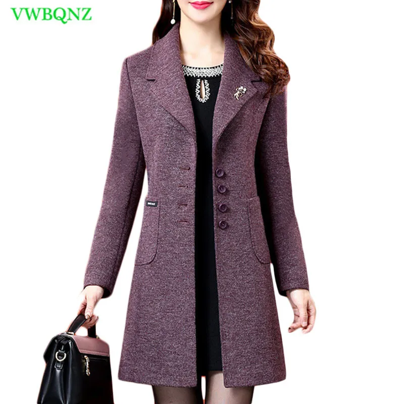 Women Woolen Coats Female Winter Jackets Elegant Wool Blends Trench