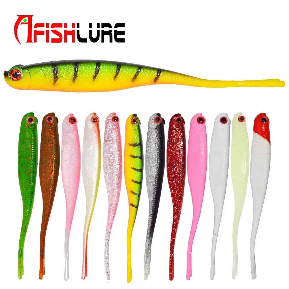 Afishlure Long Tail Soft Fish 115mm 7g 4pcs/lot Forked Tail Fishing ...