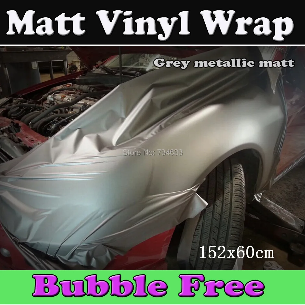 152x60cm Matte Grey Vinyl Car Wrap Air Release Gray Metallic Matt Film ...