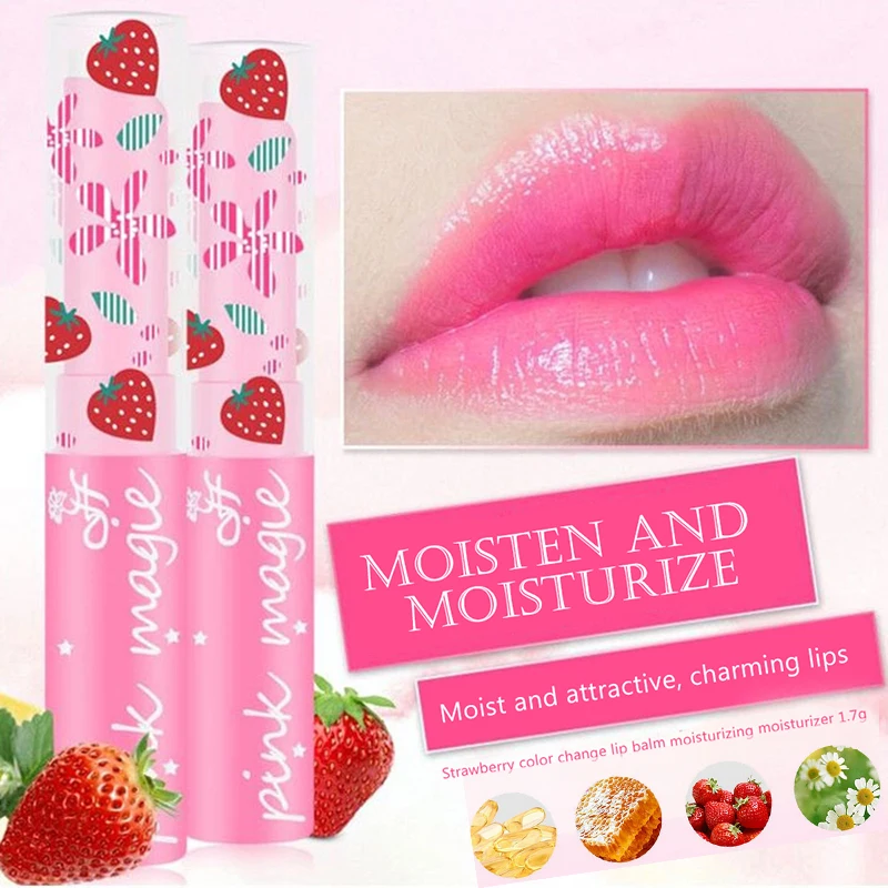 Hengfang Strawberry Lip Balm Magic Temperature Changed Color Lip Balm ...