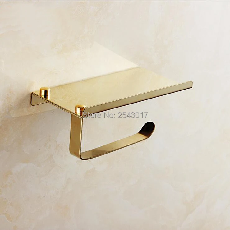 Stainless Steel 304 Toilet Paper Holder With Phone Rack Wall Mounted