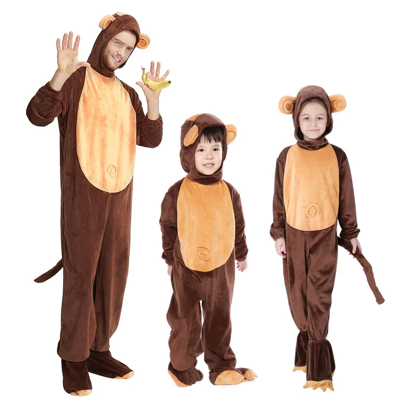 Family-Halloween-Cosplay-Costumes-Animal-Cos-Jumpesuit-Brown-Monkey ...