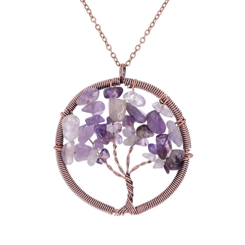 Hecho a mano Árbol De La Vida De Cuarzo Chakra Colgante de Collar de Bronce Antiguo Rojo Wisdom ...