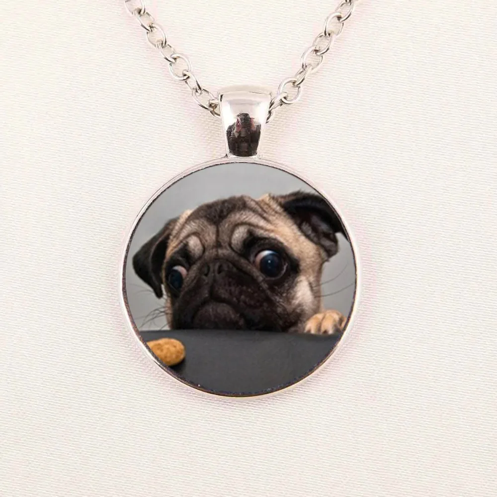 Wholesale Glass Dome Pendant Animals Jewelry Pug Necklace Pendant Glass ...