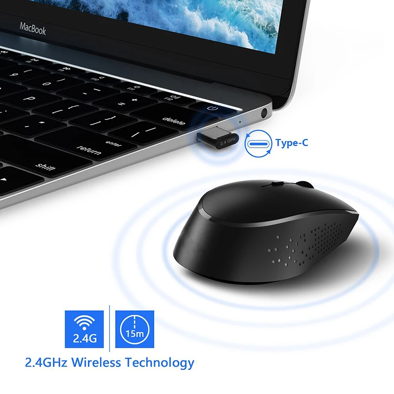 Jelly Comb 2.4G USB Type C Wireless Mouse Rechargeable Ergonomic Mouse ...
