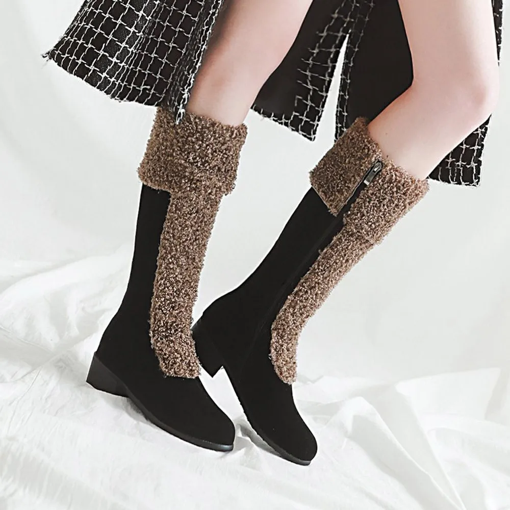 shoes Boots Women Winter Hairy Warm Snow Shoes Boots Heels Ankle Middle ...