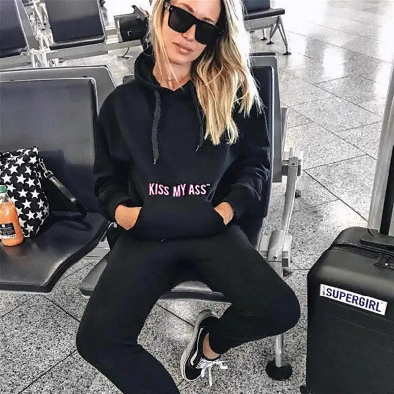 CANIS mujer 2 piezas Casual sudaderas con capucha mujer chaqueta de ...